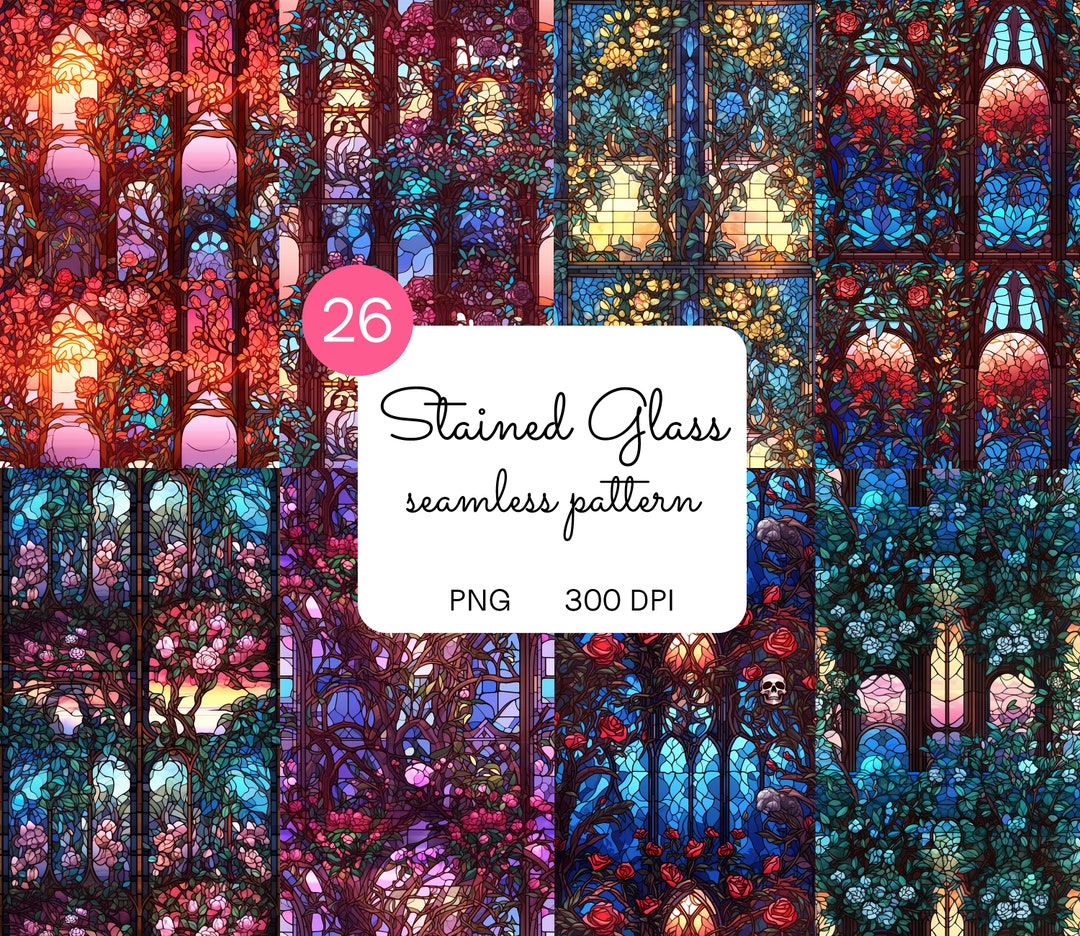 Stained Glass Digital Download Seamless Pattern Flower Stained Glass ...
