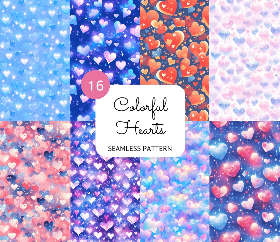 Colorful Hearts Seamless Pattern: Valentine's Day Digital Paper ...