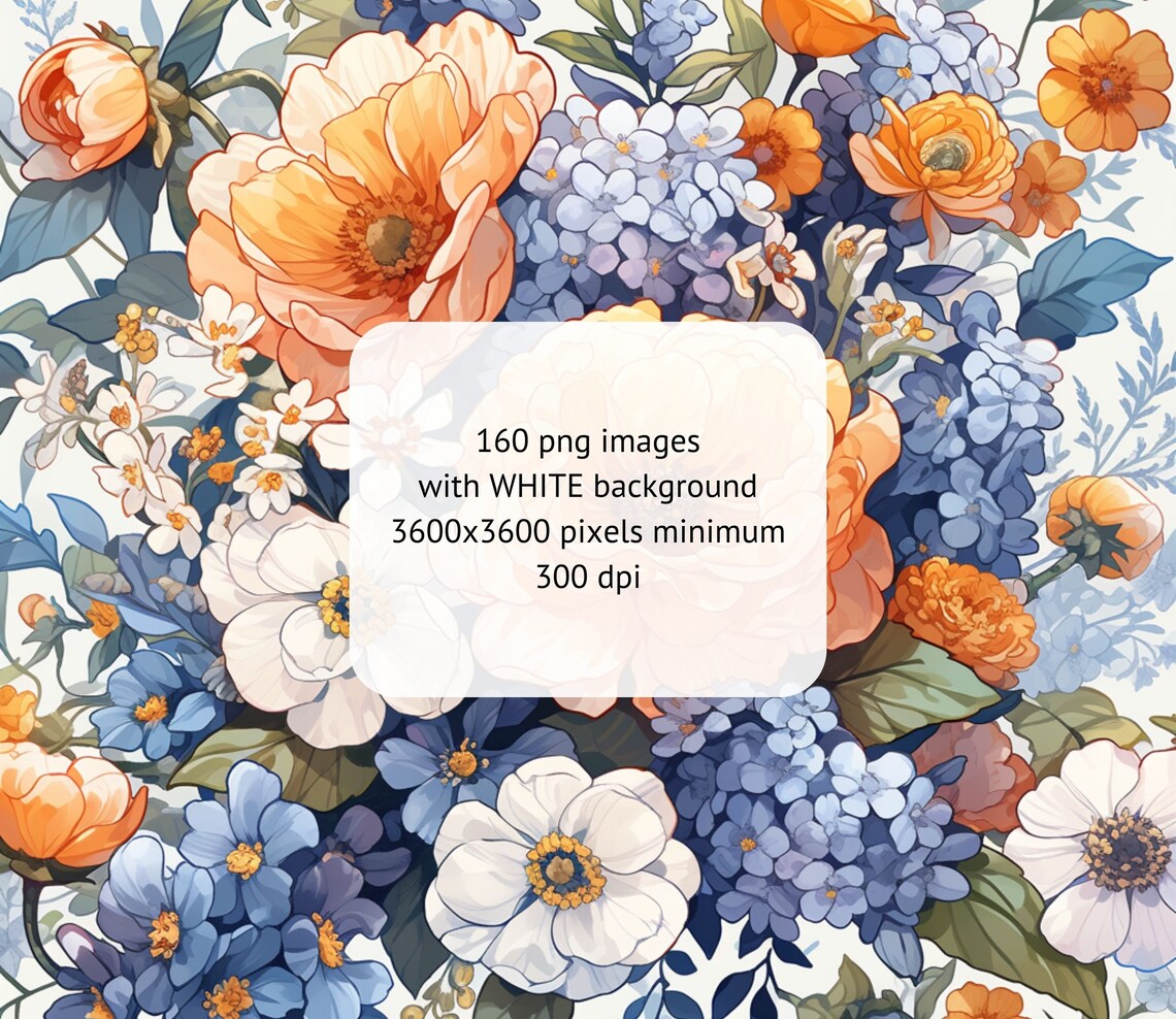 Floral Mix Clipart Watercolor Flower Border Wreath Clip Art - Etsy