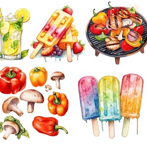 18 Summer BBQ Clipart Watercolor Backyard Barbecue PNG Father's Day ...