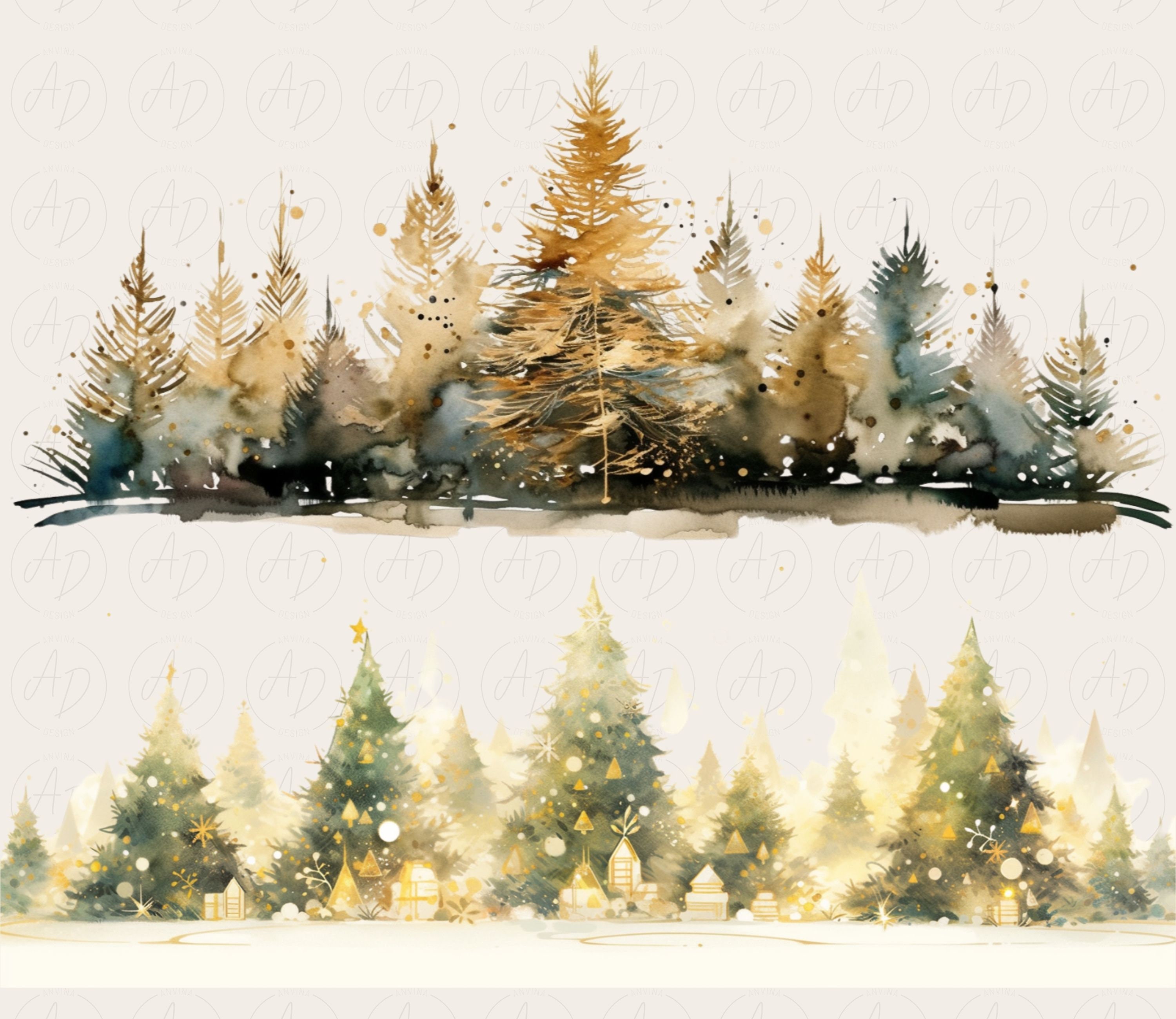 Christmas Tree Borders Watercolor PNG Clipart Christmas Background Xmas ...