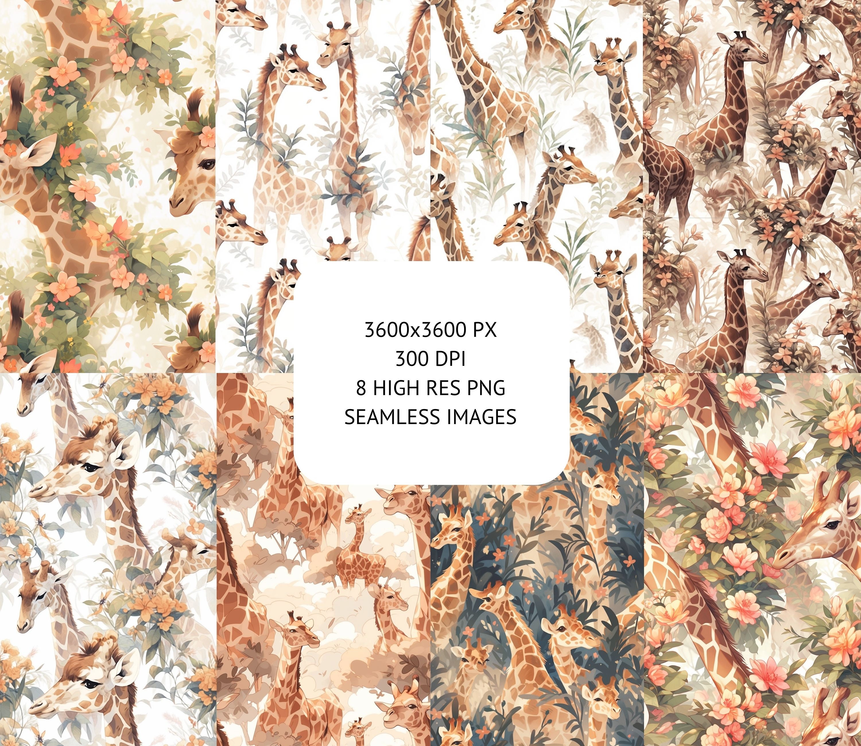 Giraffe Seamless Pattern Giraffe Digital Paper Scrapbooking Card Making ...