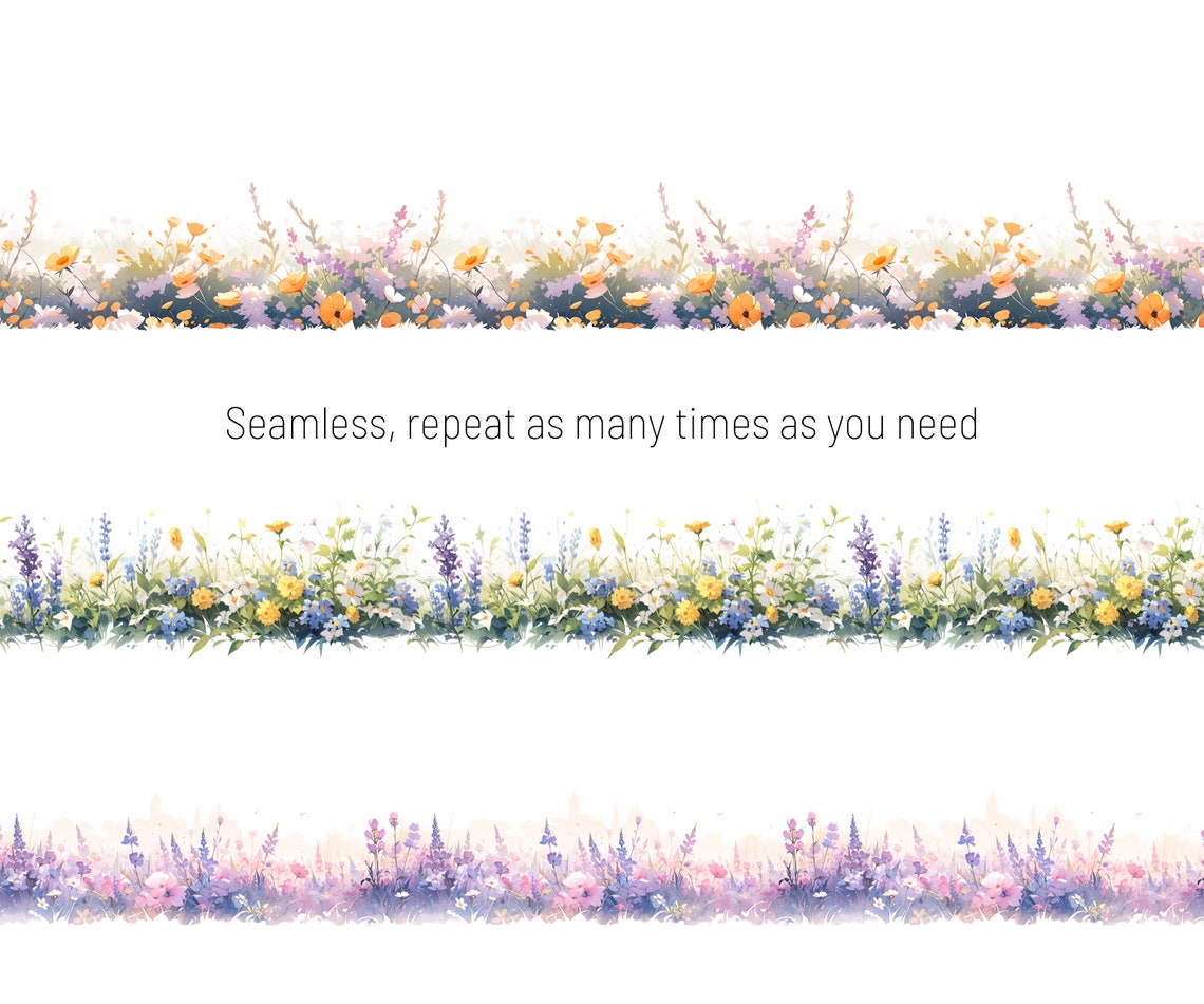 10 Flower Borders Clipart Wildflower Field Meadow Border Clip - Etsy