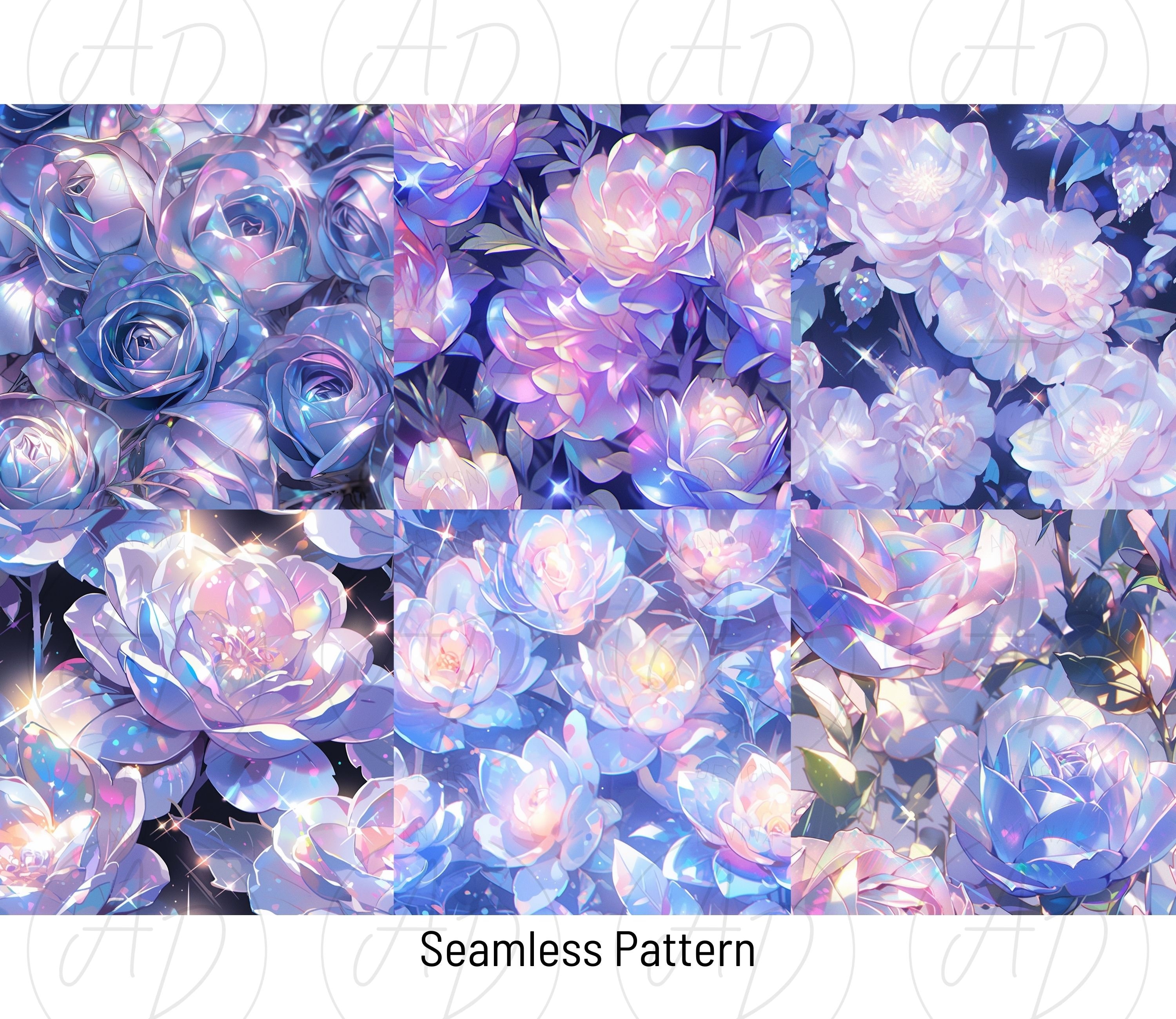 Iridescent Roses PNG Clipart Holographic Rose Digital Paper Rainbow ...