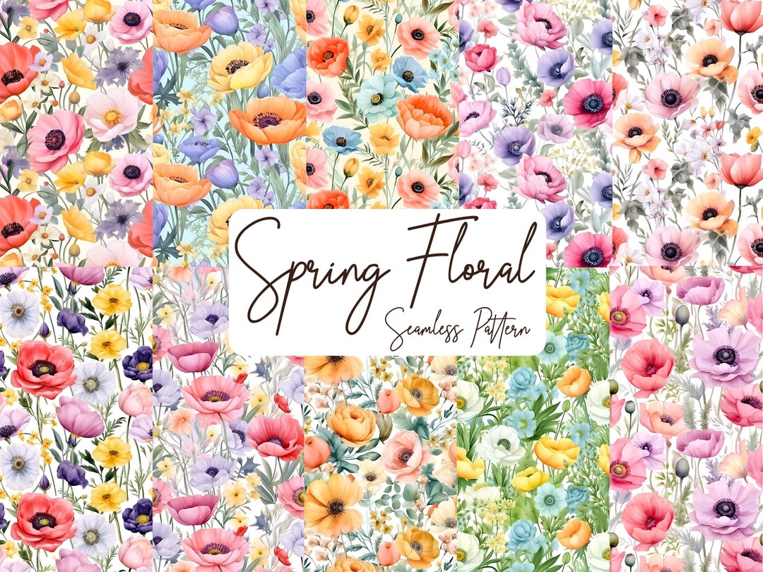 Spring Floral Digital Paper Seamless Pattern Flower Pattern Colorful ...