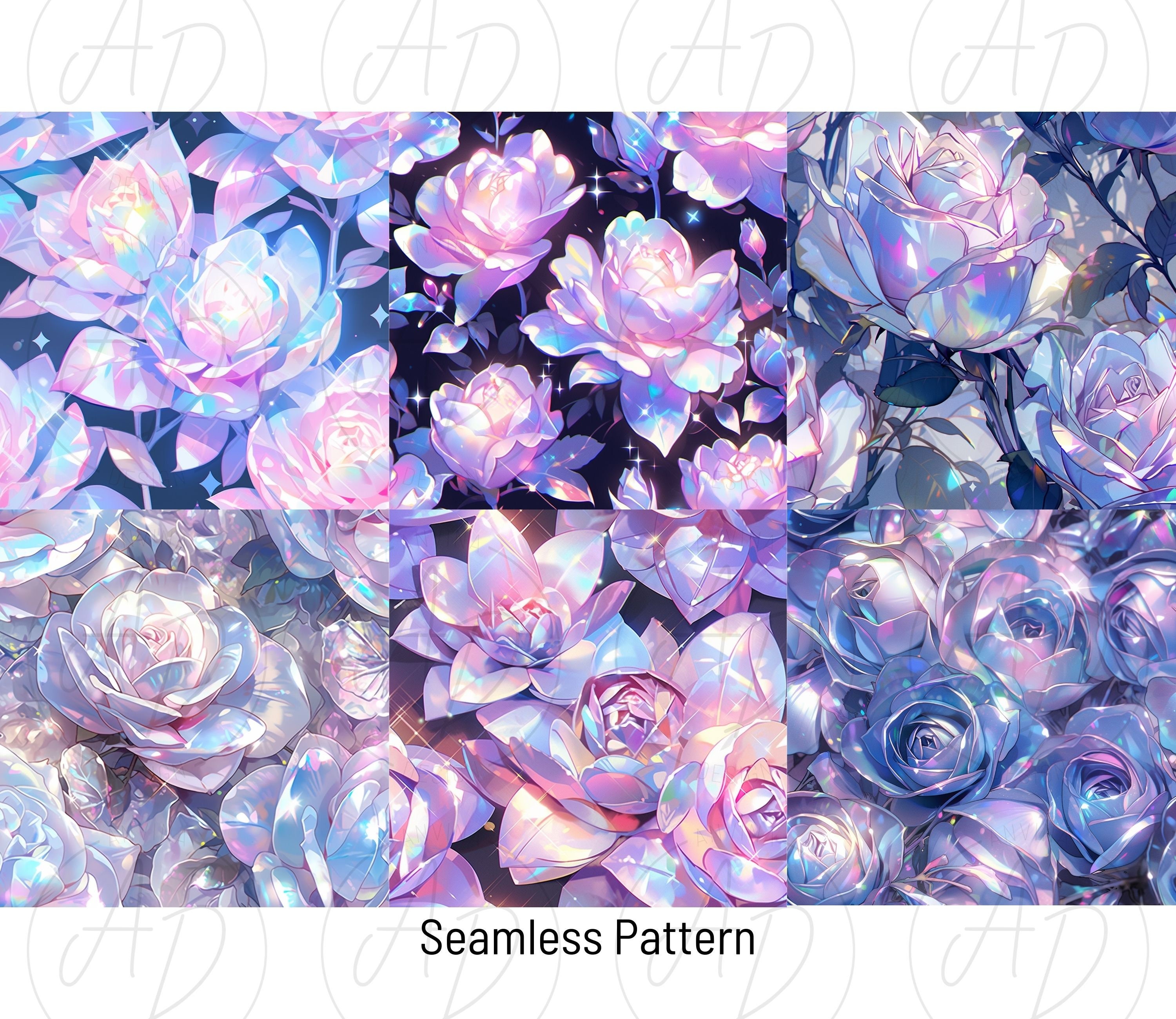 Iridescent Roses PNG Clipart Holographic Rose Digital Paper Rainbow ...