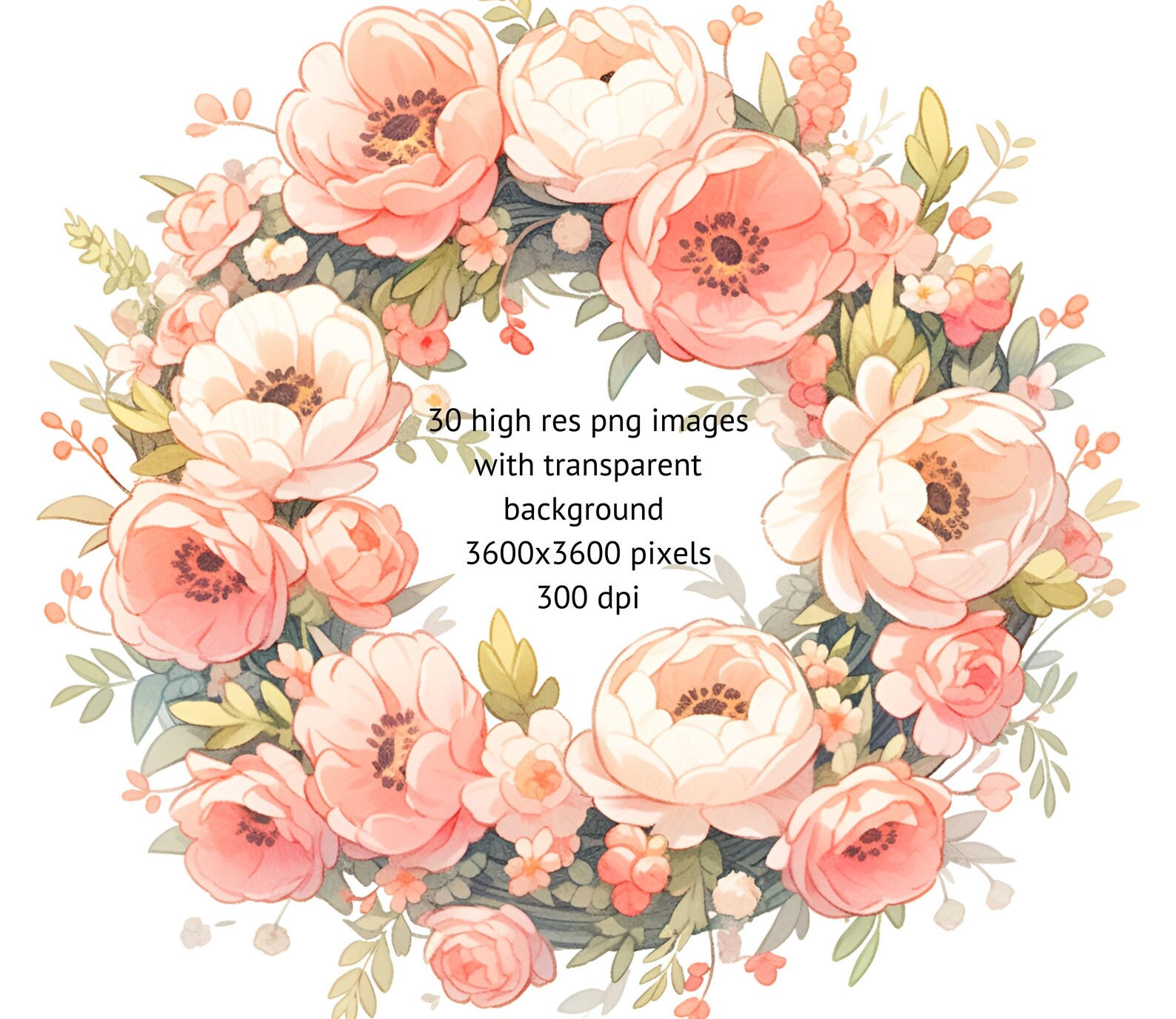 Floral Wreath Clipart Watercolor Flower Wreaths Clip Art - Etsy