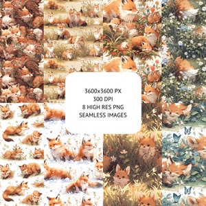 Fox Seamless Pattern Red Fox Digital Paper Scrapbooking Card Making ...