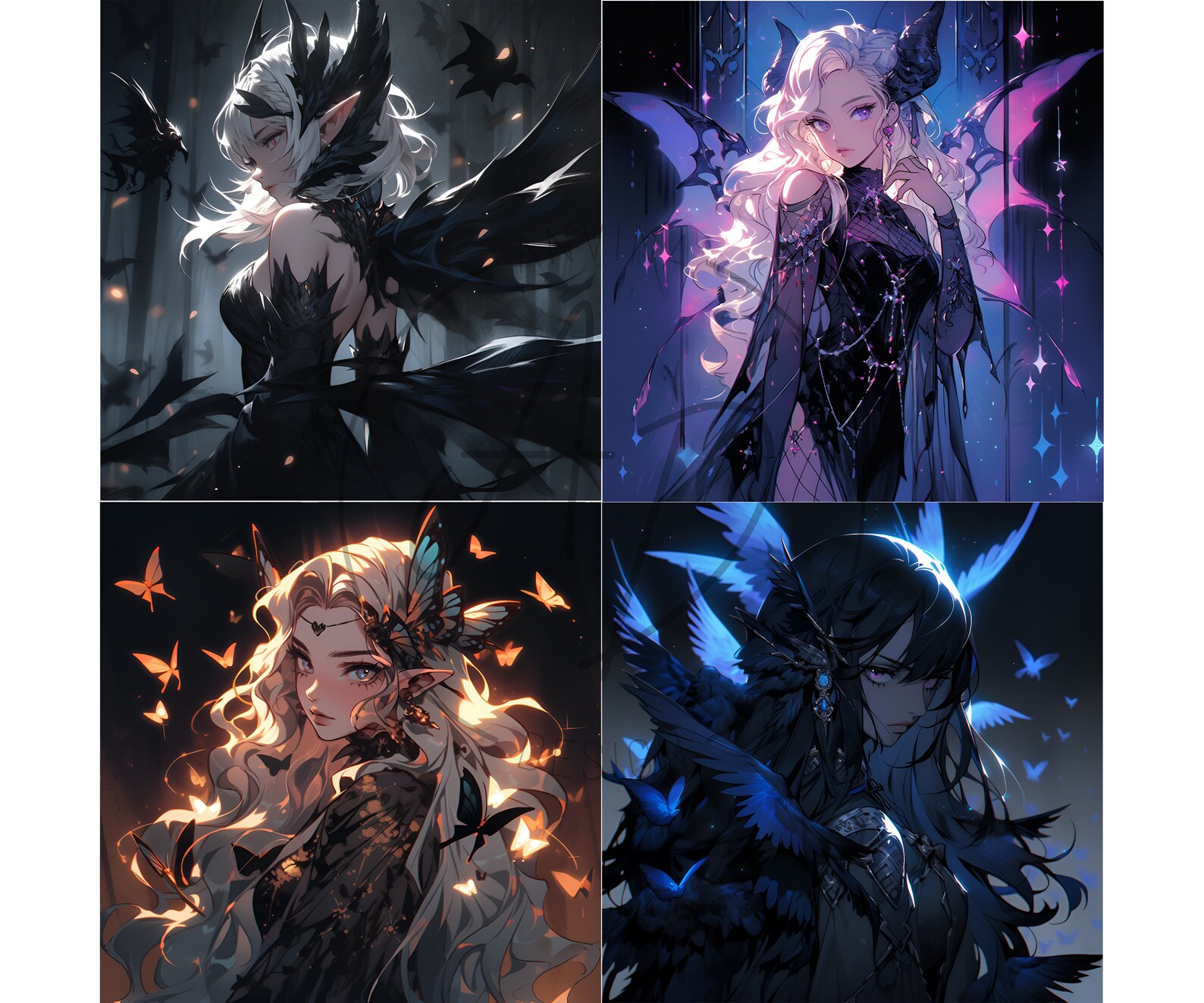 Dark Fairy Printable Graphics Anime Fairies Clipart Fae Art Print Fairy ...