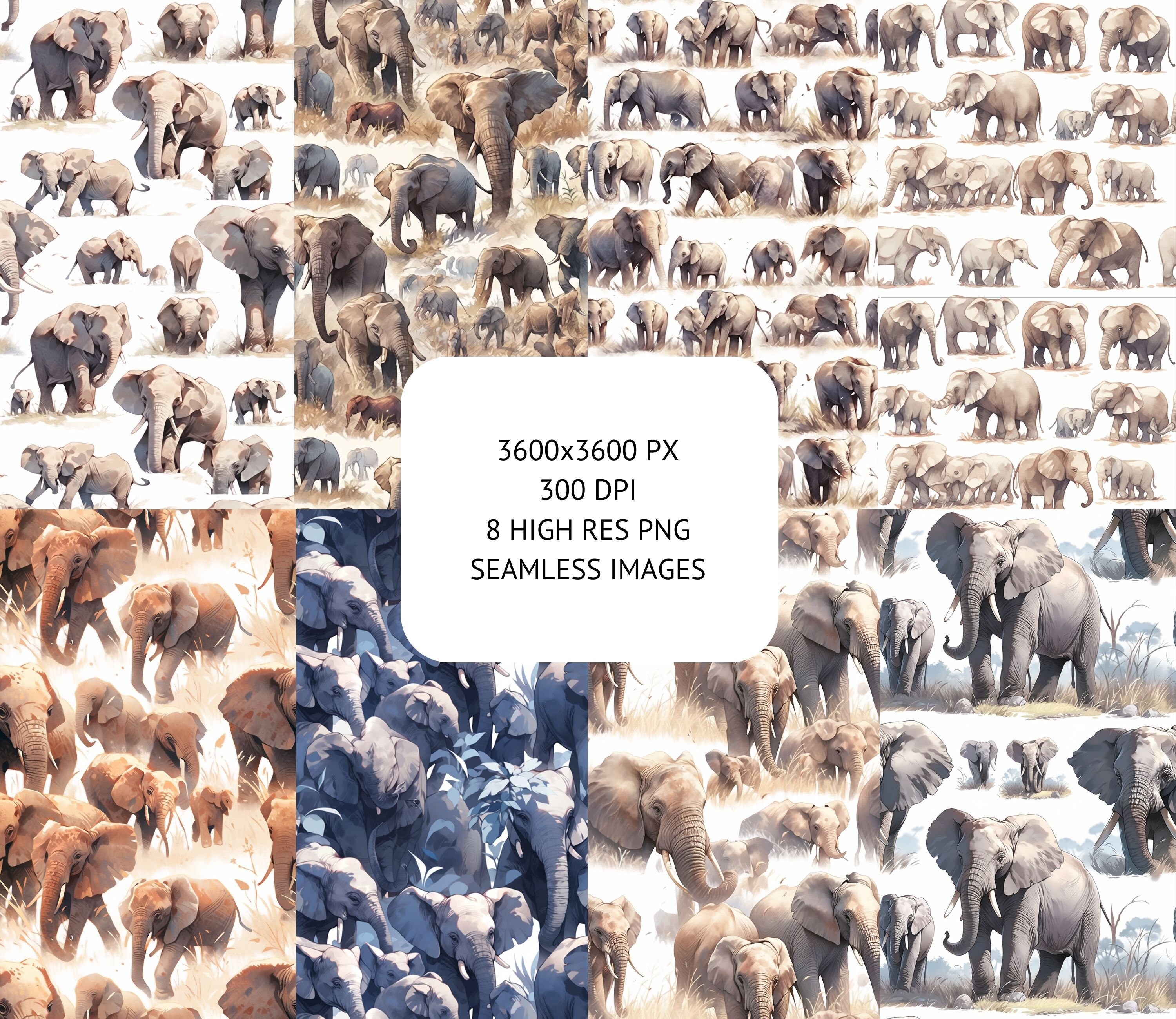 Elephant Seamless Pattern Elephant Digital Paper Scrapbooking Card ...