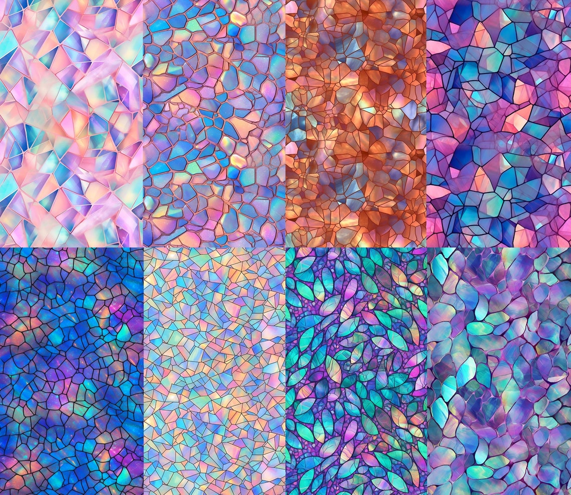 Opal Seamless Pattern Terrazzo Pattern Mosaic Digital Paper Iridescent ...