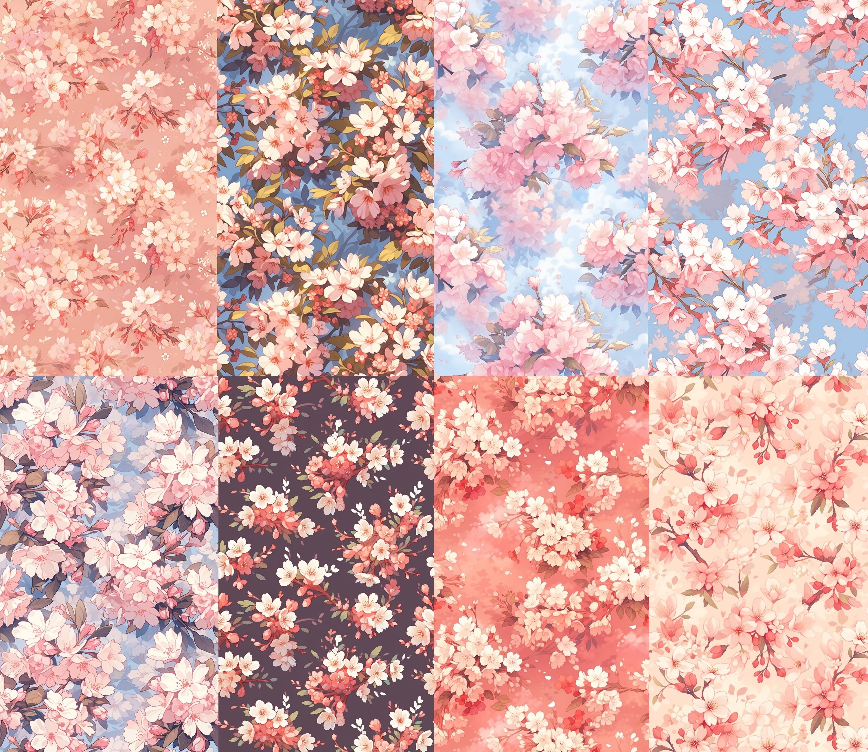 Cherry Blossom Seamless Pattern Sakura Anime Repeating Pattern - Etsy