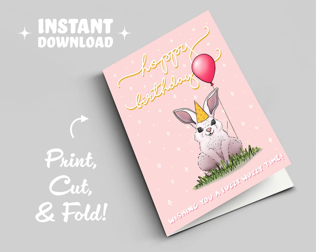 Instant Download Birthday Card PDF Card Print at Home Funny Happy ...