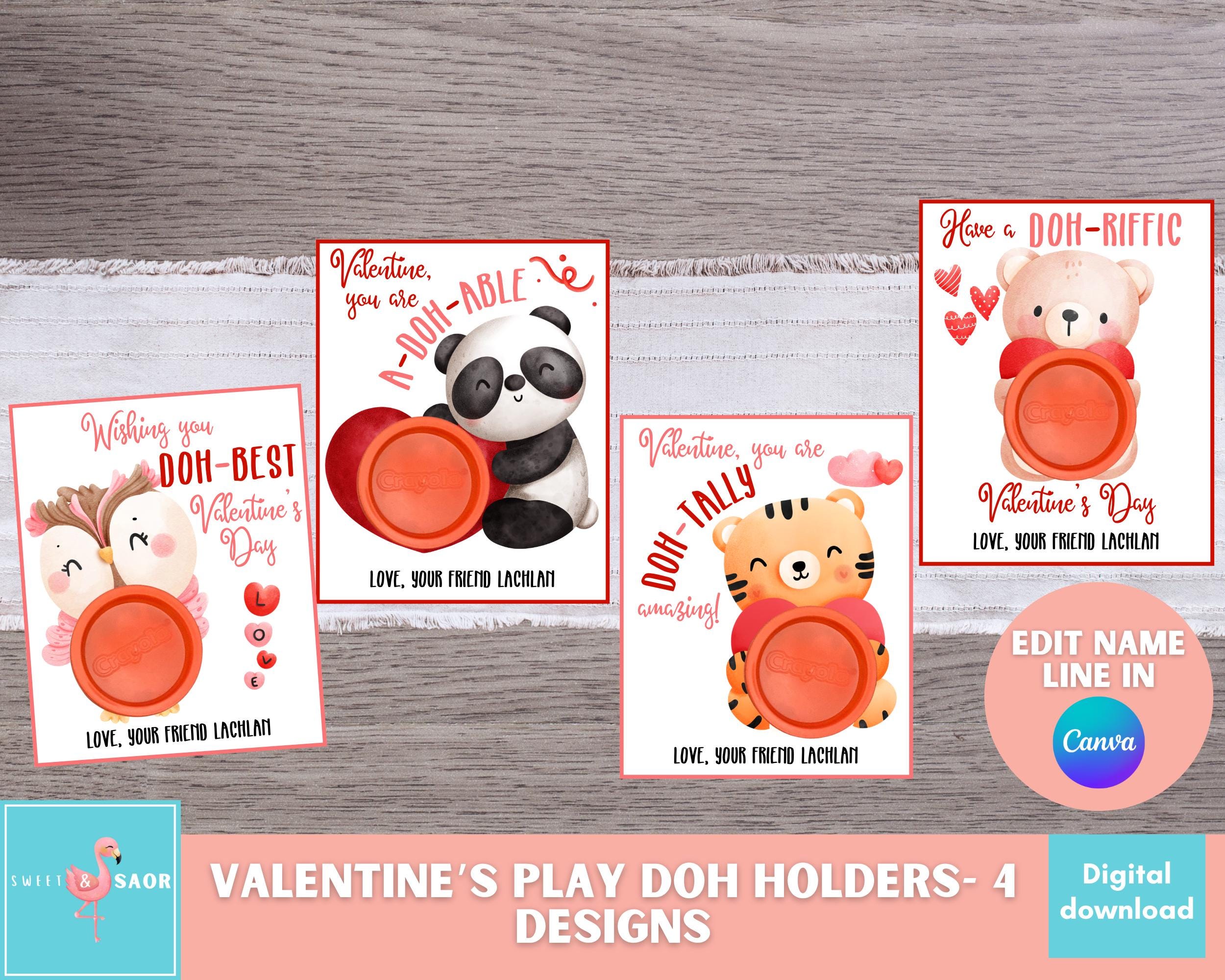 Printable Valentine Play Doh Holders: Editable Classroom Gift Tags ...