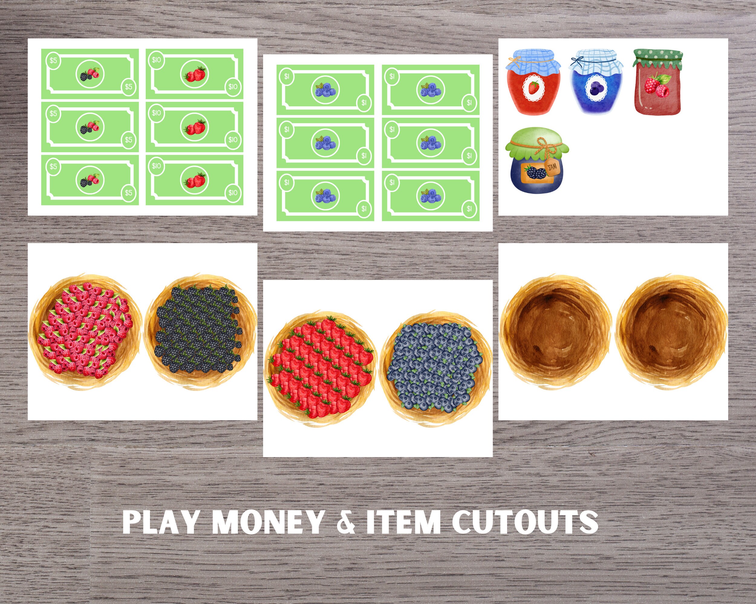 Strawberry Picking Dramatic Play Set: Printable Pretend Play (PDF ...