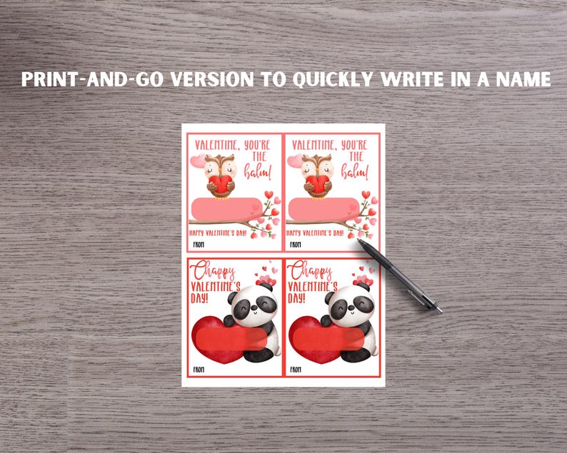 Printable Valentine's Day Lip Balm Gift Tags, Kids Chapstick Valentine ...