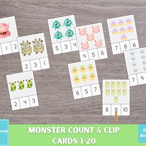 Halloween Count and Clip Cards, Preschool Printable, Halloween Math ...