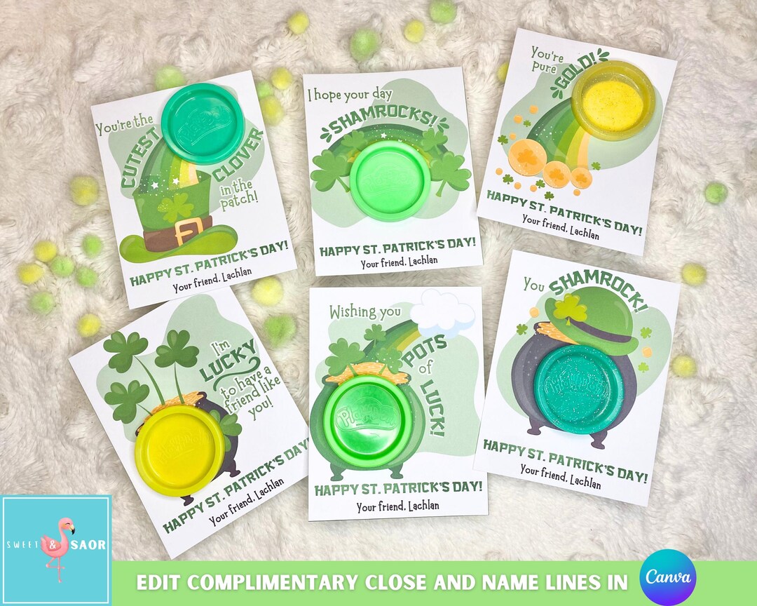 St Patricks Day Play Dough Gift Card: Printable Classroom Favors (PDF ...