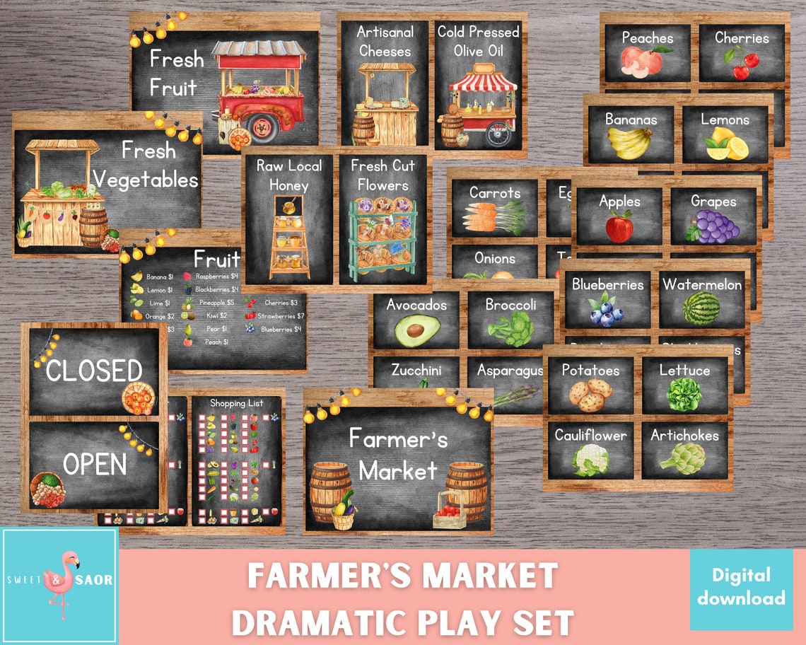 Farmer's Market Pretend Play Printable, Farmer's Market Dramatic Play ...