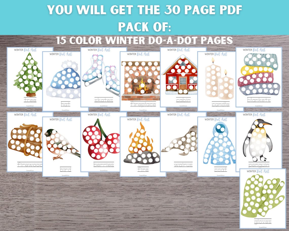 Winter Dot Marker Activity Pages: Printable Coloring Pages (PDF ...