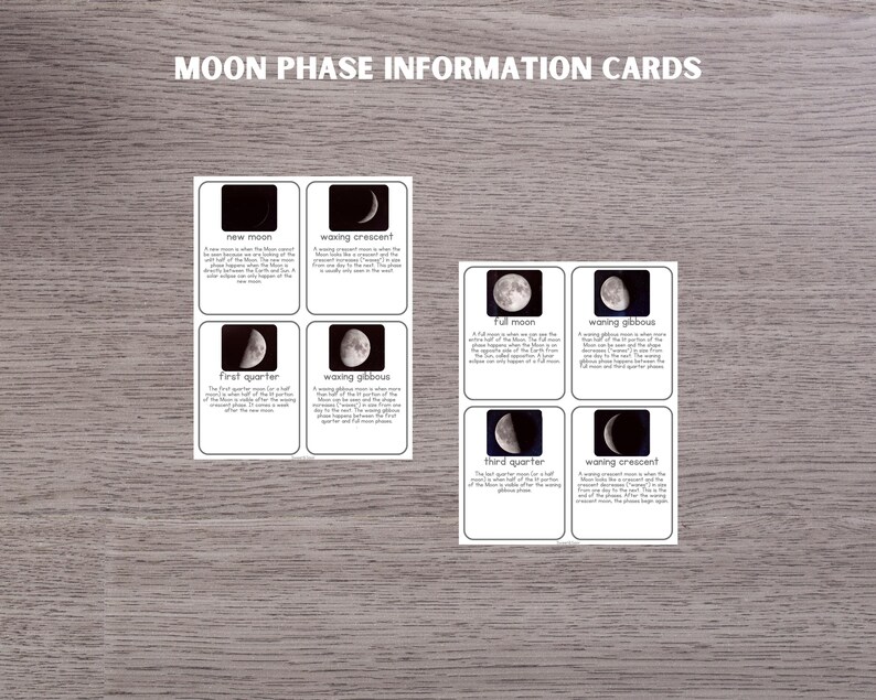 Moon Phase Viewer & Flashcards: Printable Space Study (PDF Download) - Etsy