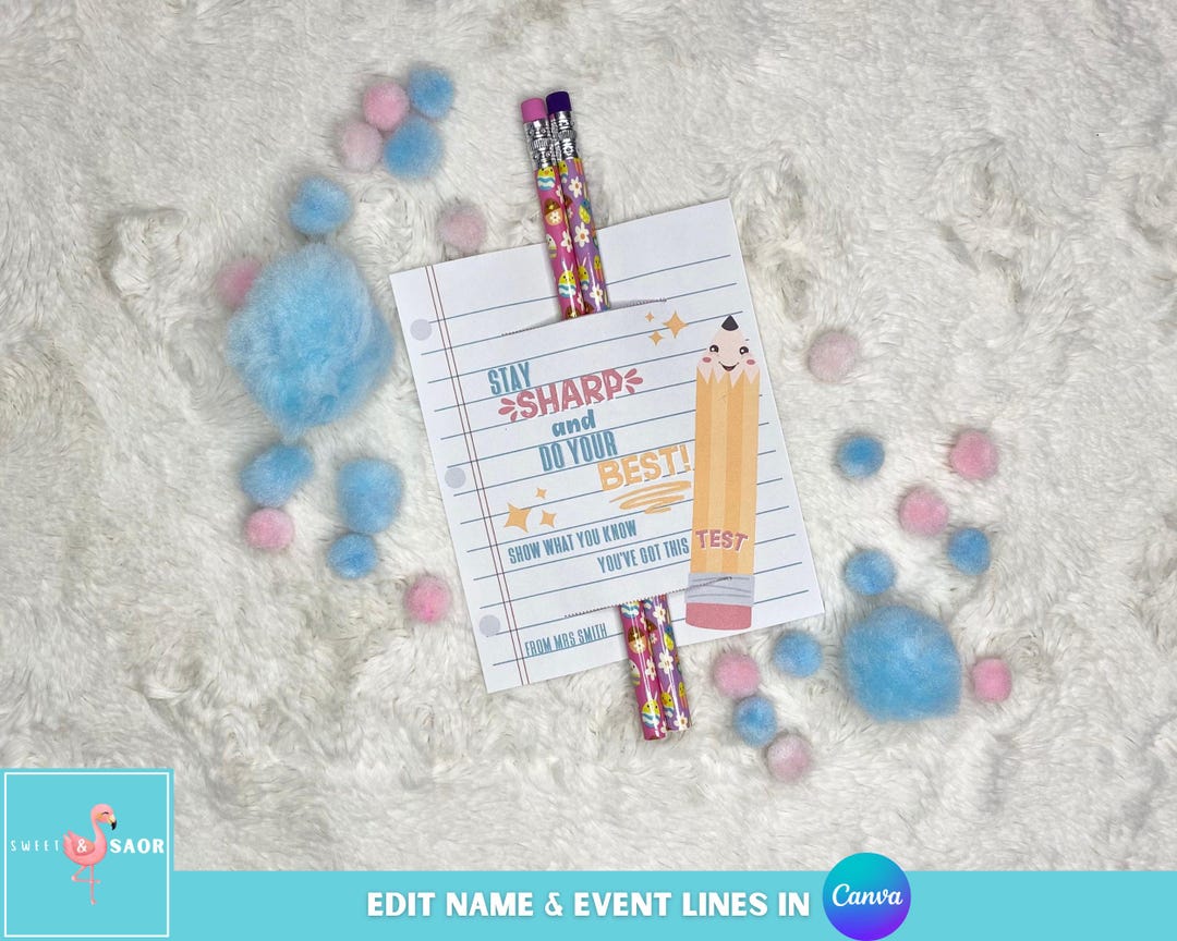 Printable Testing Day Pencil Tags for Students, Good Luck Gift for ...