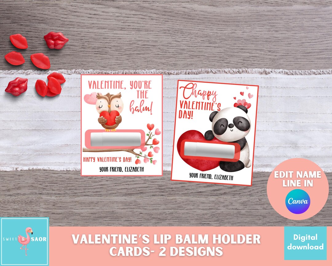 Printable Valentine's Day Lip Balm Gift Tags, Kids Chapstick Valentine ...