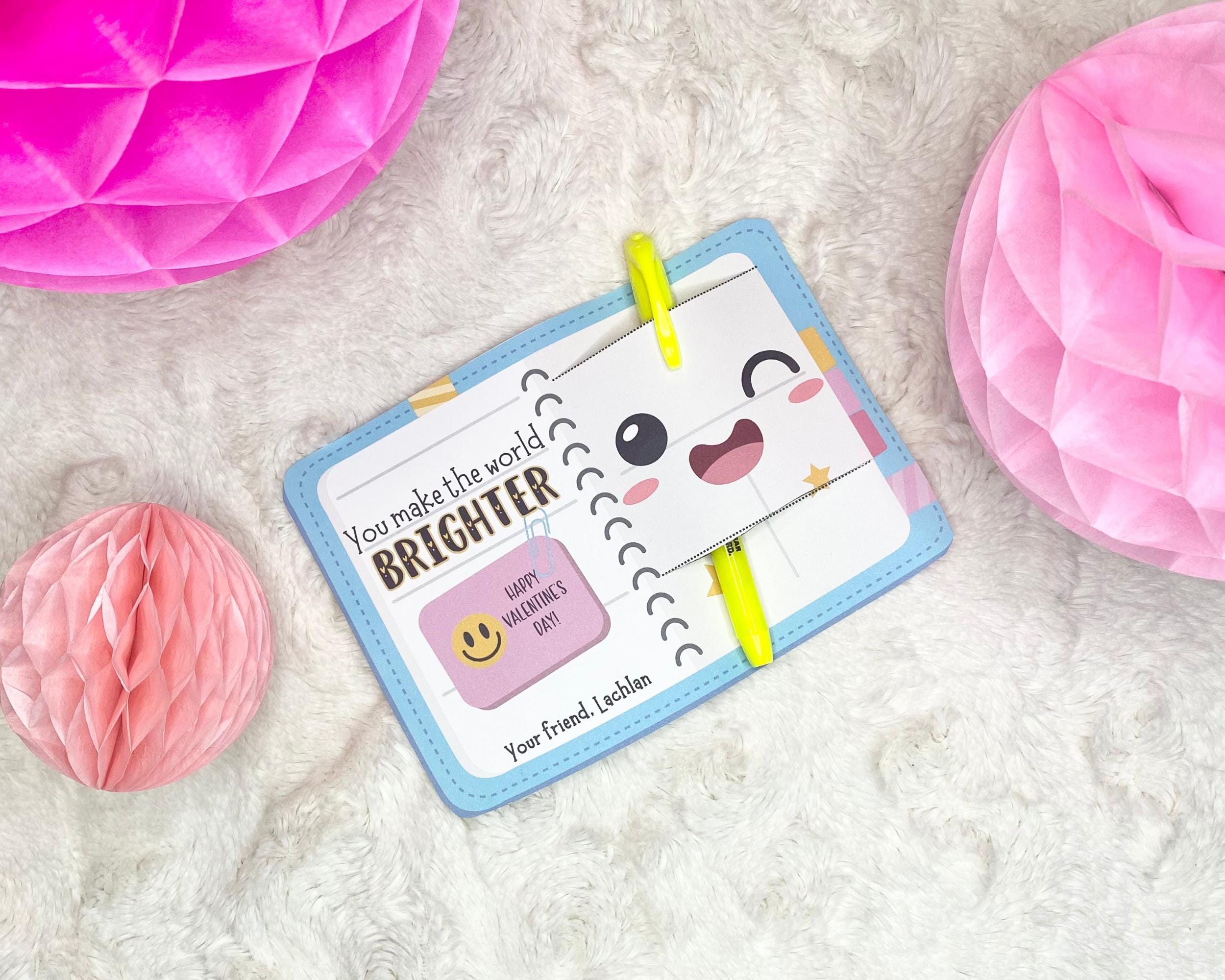 Printable Highlighter Valentine Gift Tags: Editable Classroom Cards ...