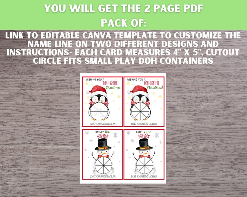 Christmas Play Doh Holder Cards: Editable Classroom Favors (PDF) - Etsy