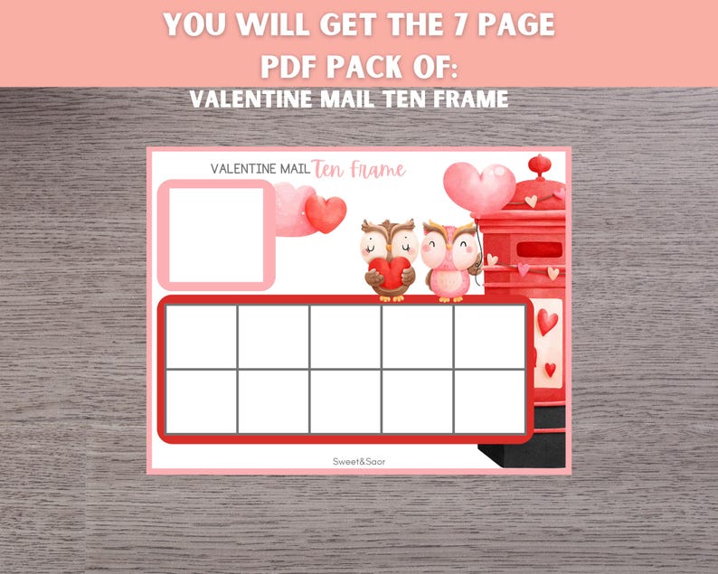 Valentine's Day Ten Frame: Early Math Printable (PDF Download) - Etsy