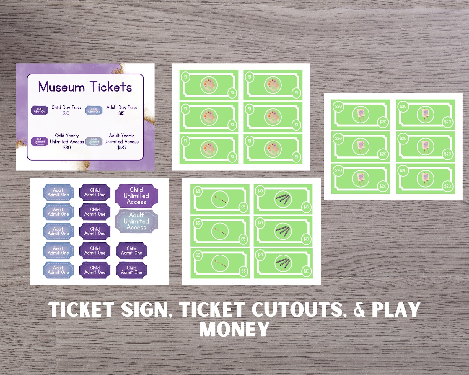 Art Gallery Dramatic Play Set: Printable Pretend Play (PDF Download) - Etsy