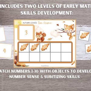 Autumn Ten Frame, Fall Numbers 1-10 Count and Match, Preschool Leaves ...