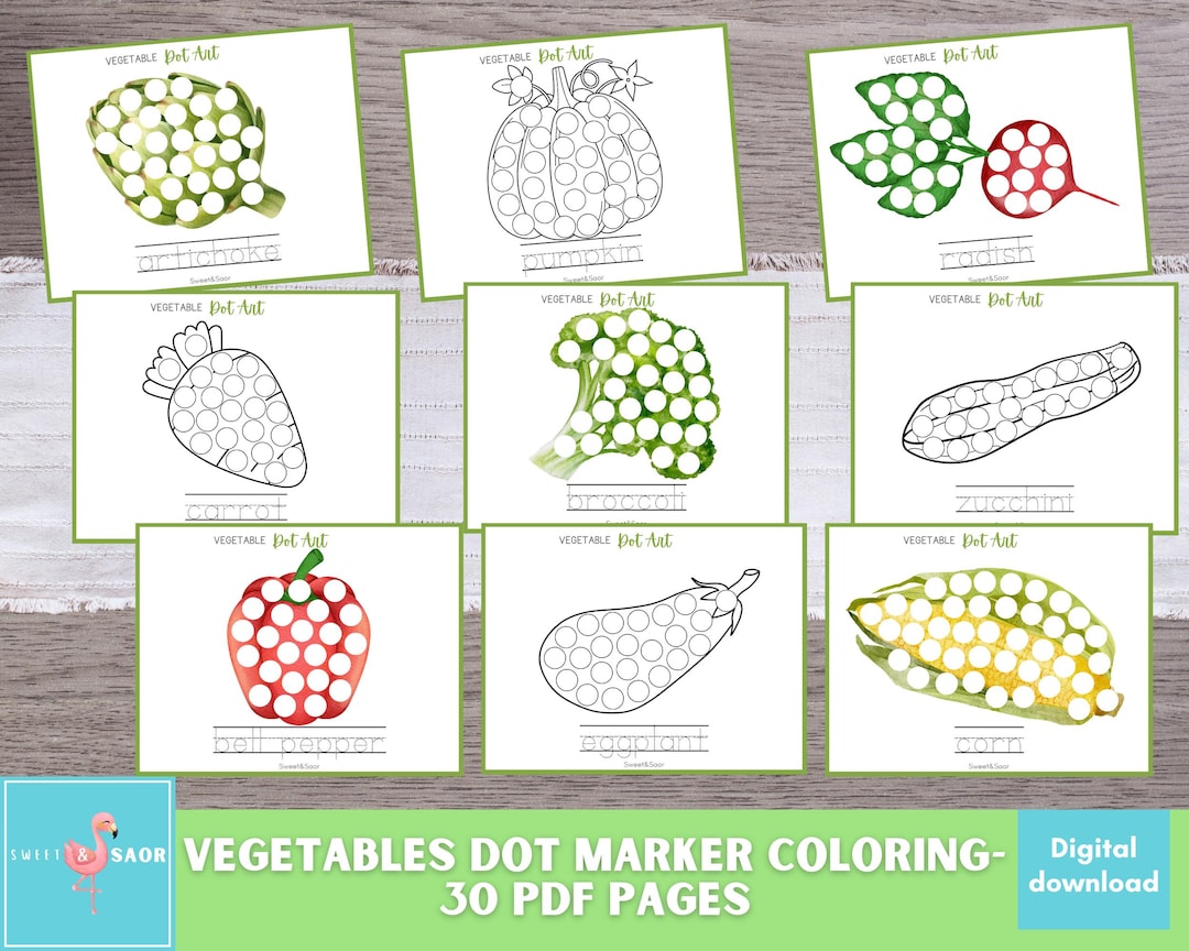 Vegetable Dot Marker Activity Pages: Fine Motor Skills Printable (PDF ...