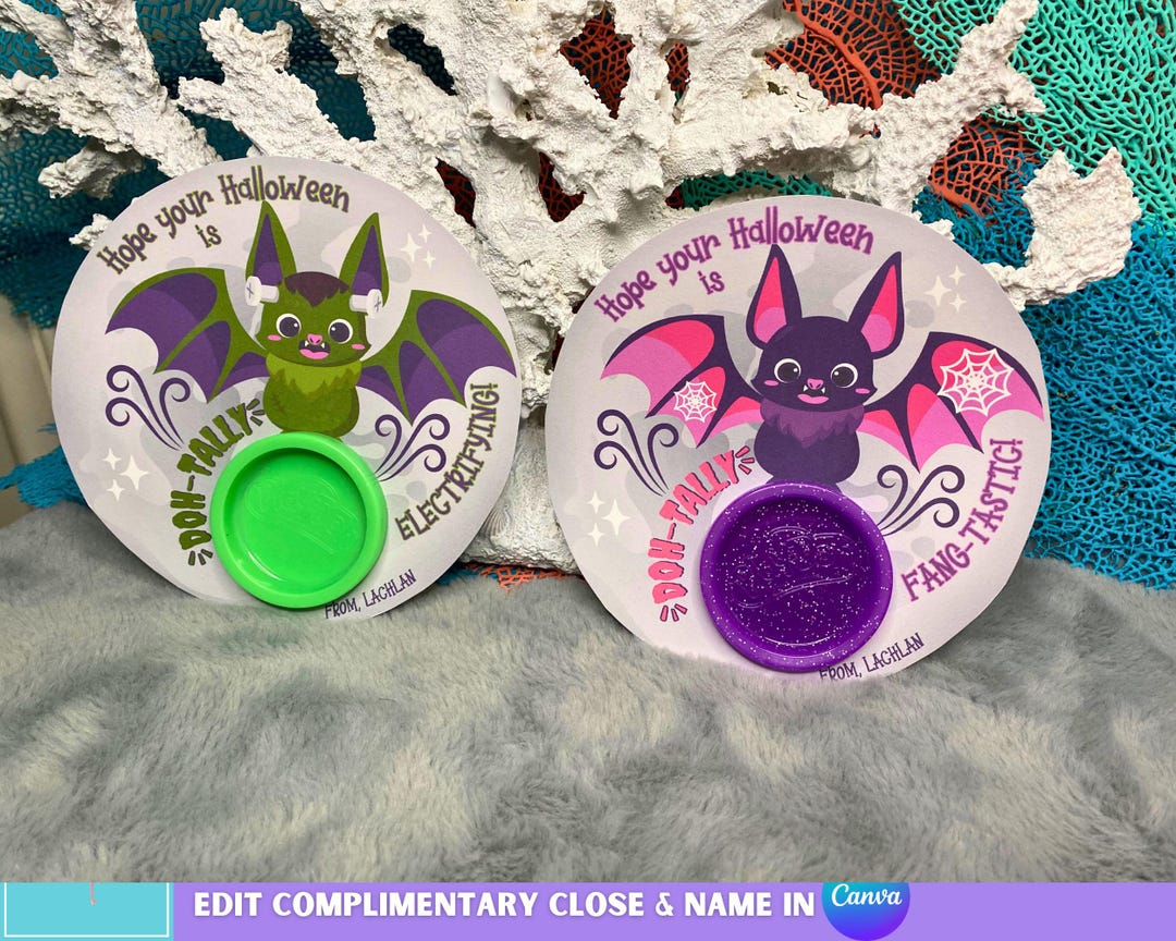 Printable Halloween Play Dough Holder: Bat Design, Classroom Gift (PDF ...