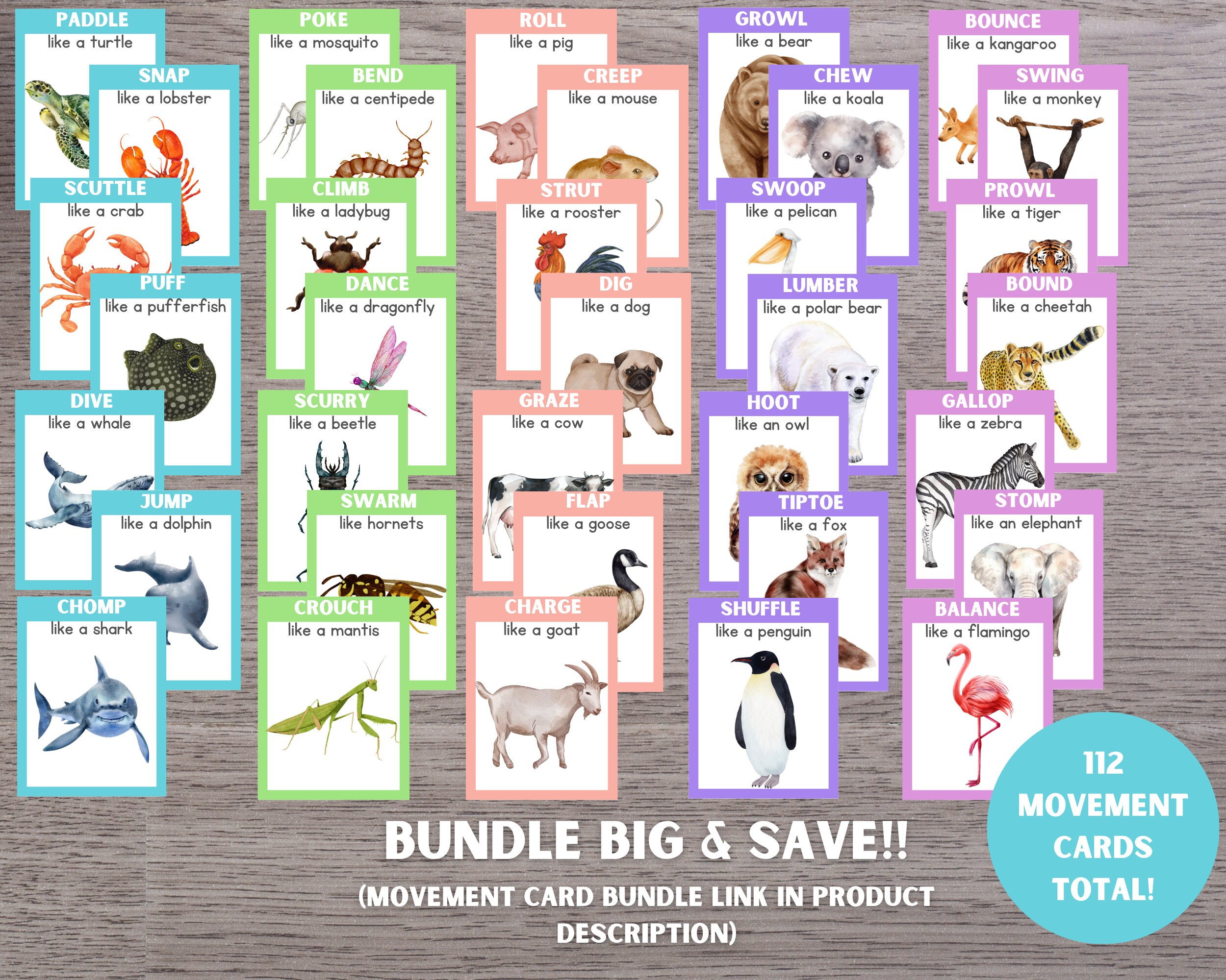 Insect Movement Cards, Multilingual Kids Action Cards, Preschool ...