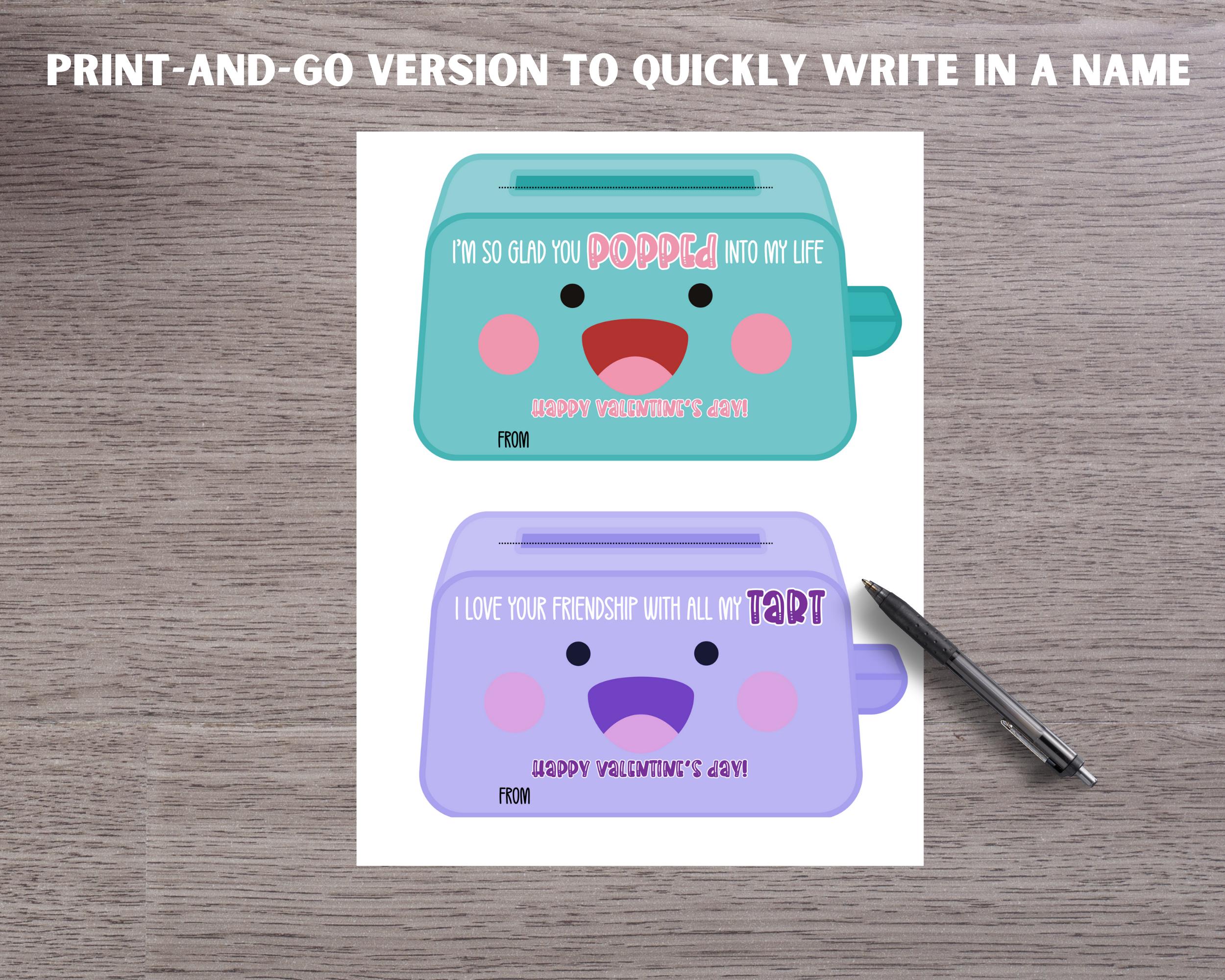 Printable Pop Tart Valentine's Day Cards: Classroom Gift Exchange (PDF ...