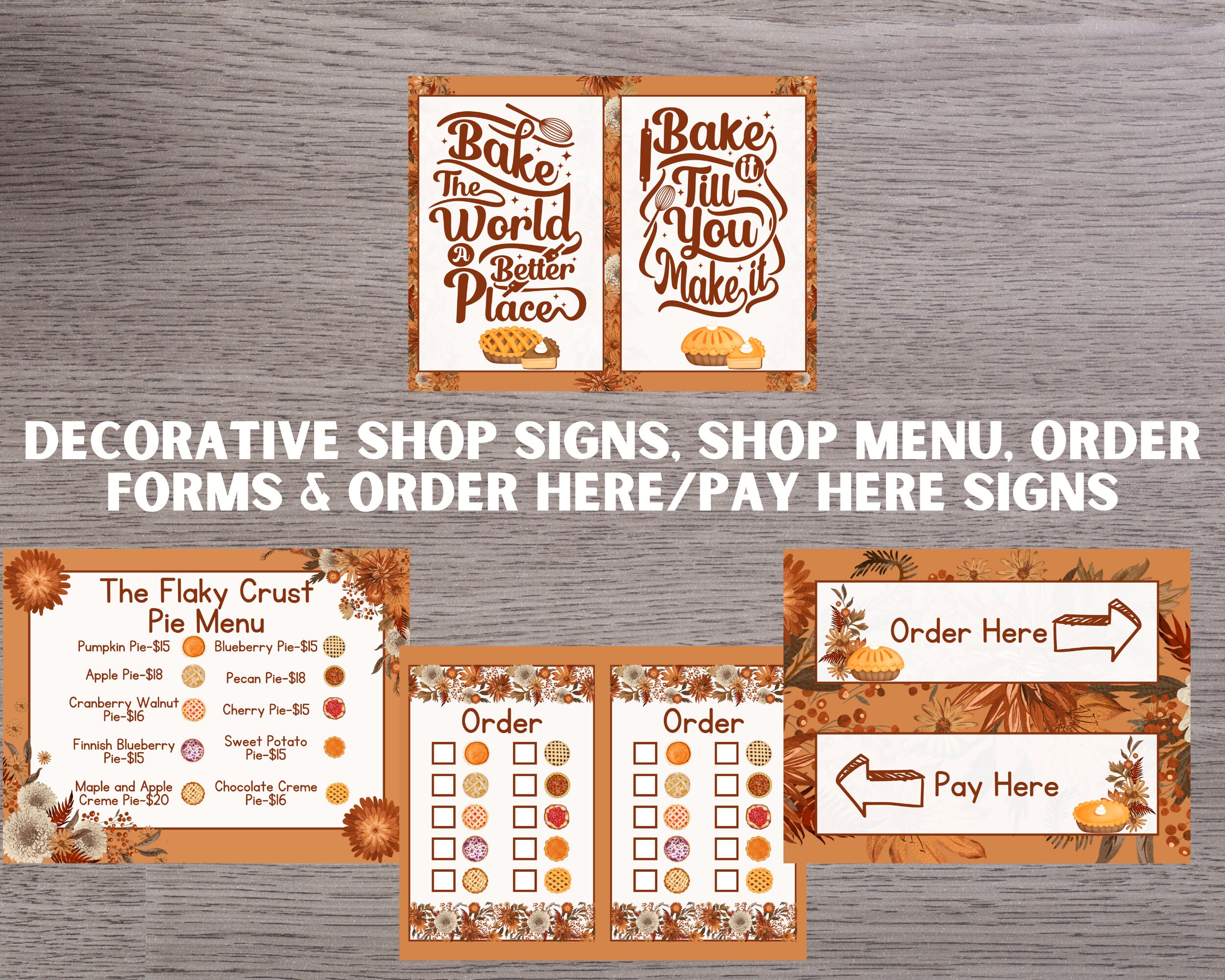 Pie Shop Dramatic Play Set: Printable Thanksgiving Pretend Play (PDF ...