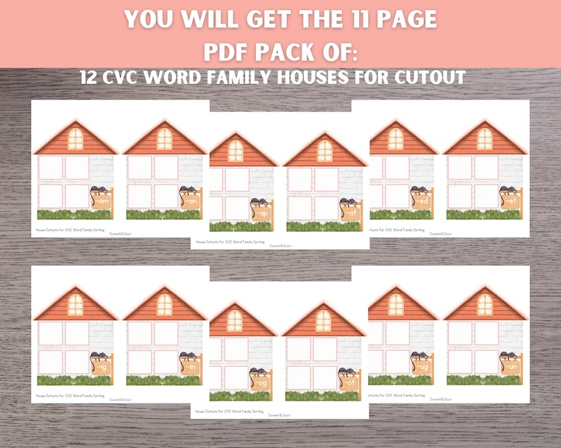 CVC Word Family Houses: Phonics & Rhyming Activity (PDF) - Etsy