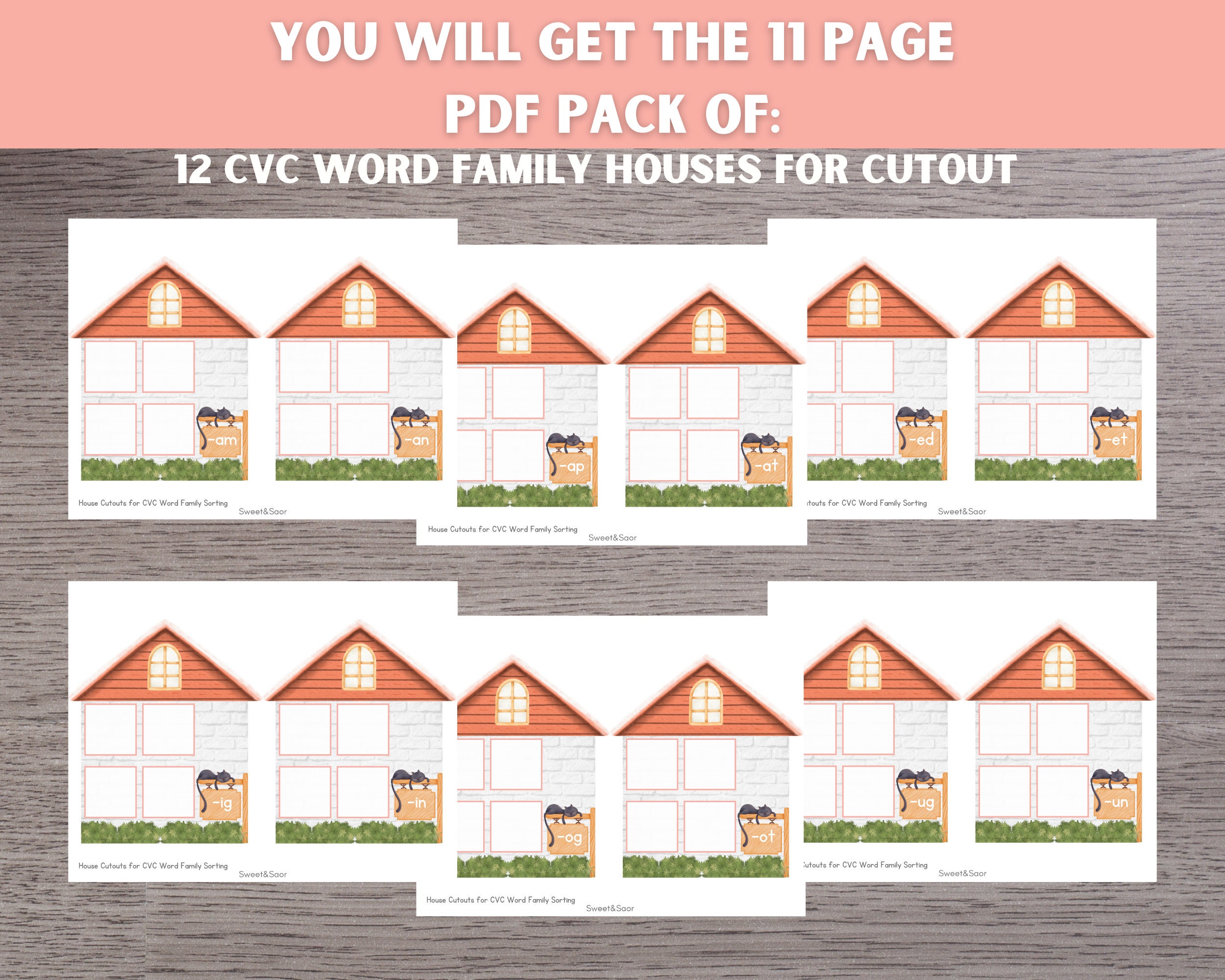 CVC Word Family Houses: Phonics & Rhyming Activity (PDF) - Etsy