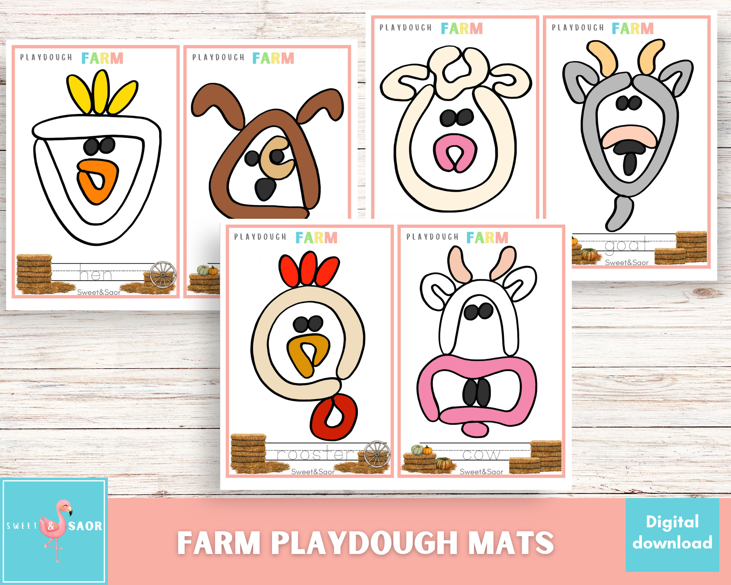 Farm Animal Play Doh Mats Playdough Mats Printable Play Doh - Etsy