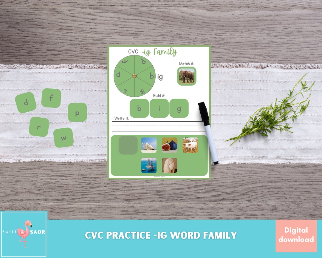 CVC Word Family Worksheet Printable, Short I Rhyming Word Builder ...