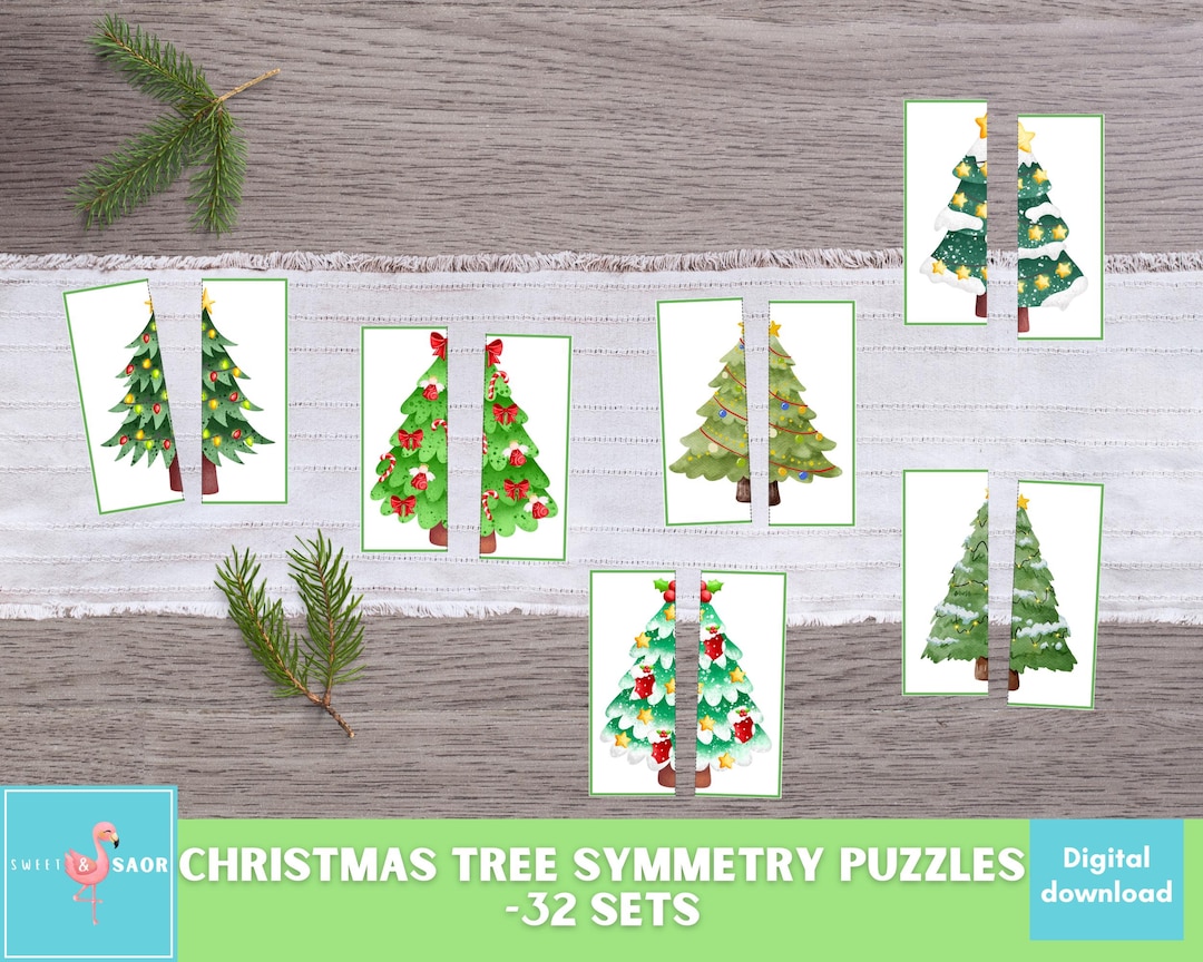 Christmas Trees Matching Game, Preschool Symmetry Activity, Christmas ...