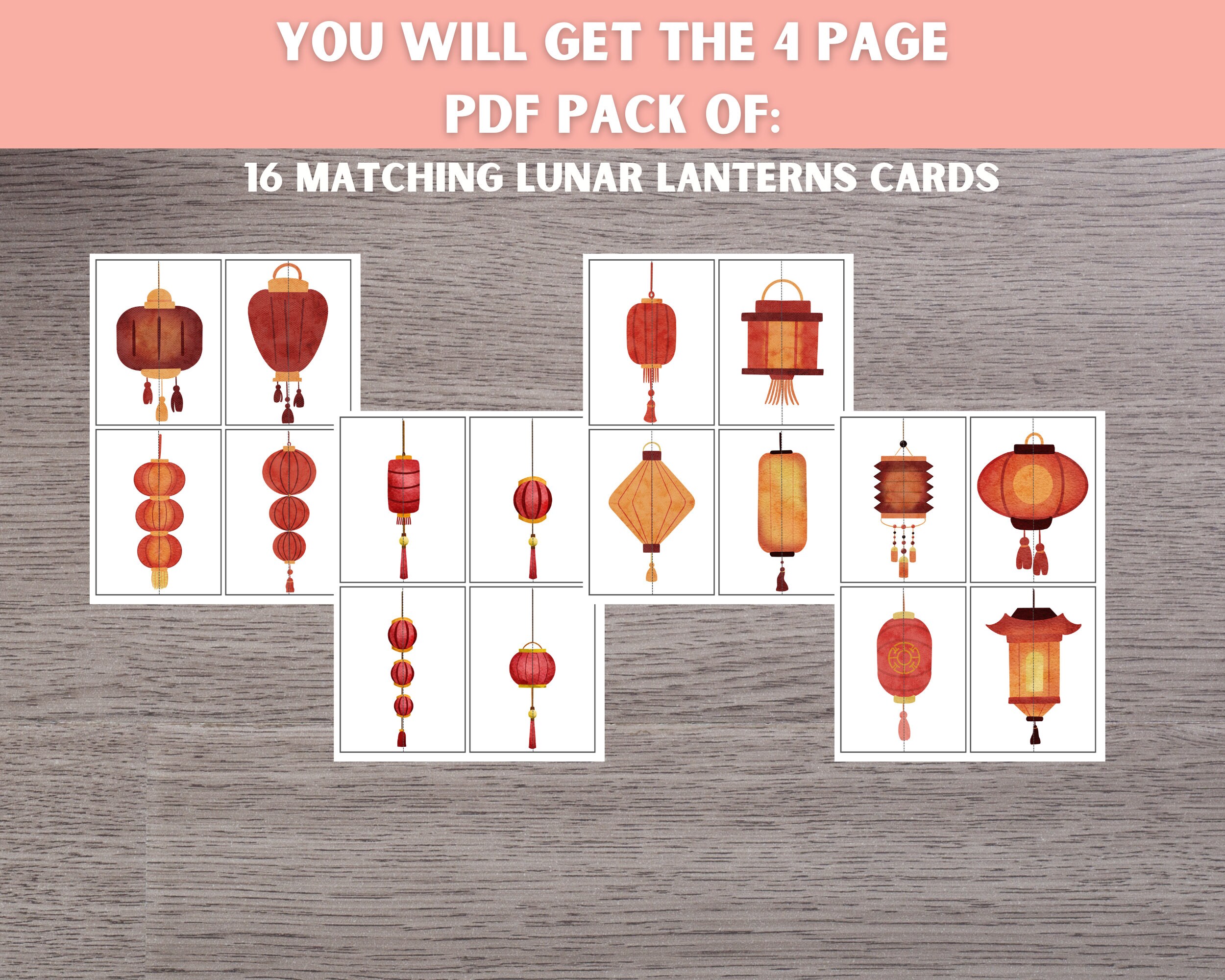 Lunar New Year Lantern Matching Puzzles, Preschool Printable ...