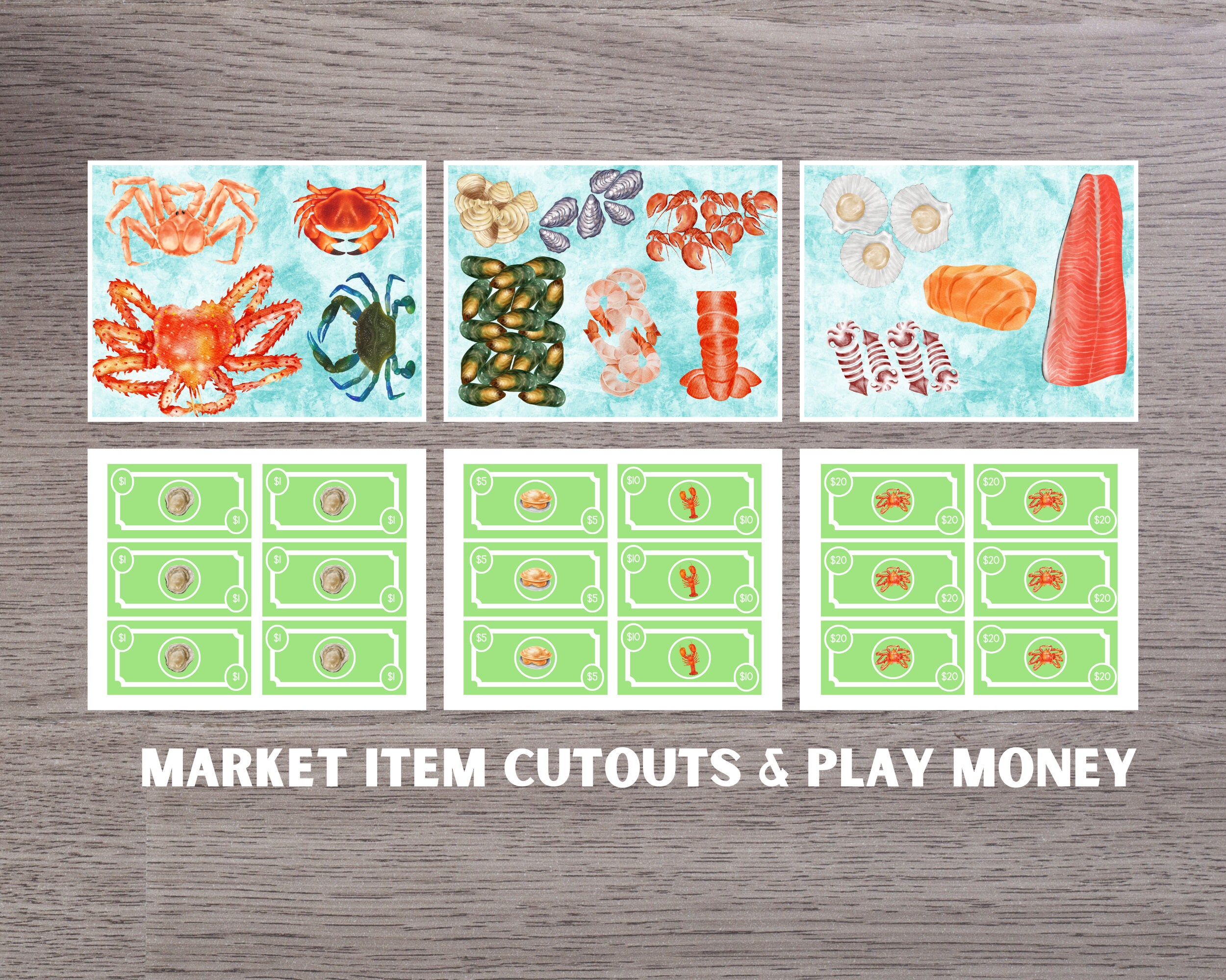 Seafood Market Dramatic Play, Fish Market Pretend Play Printable ...