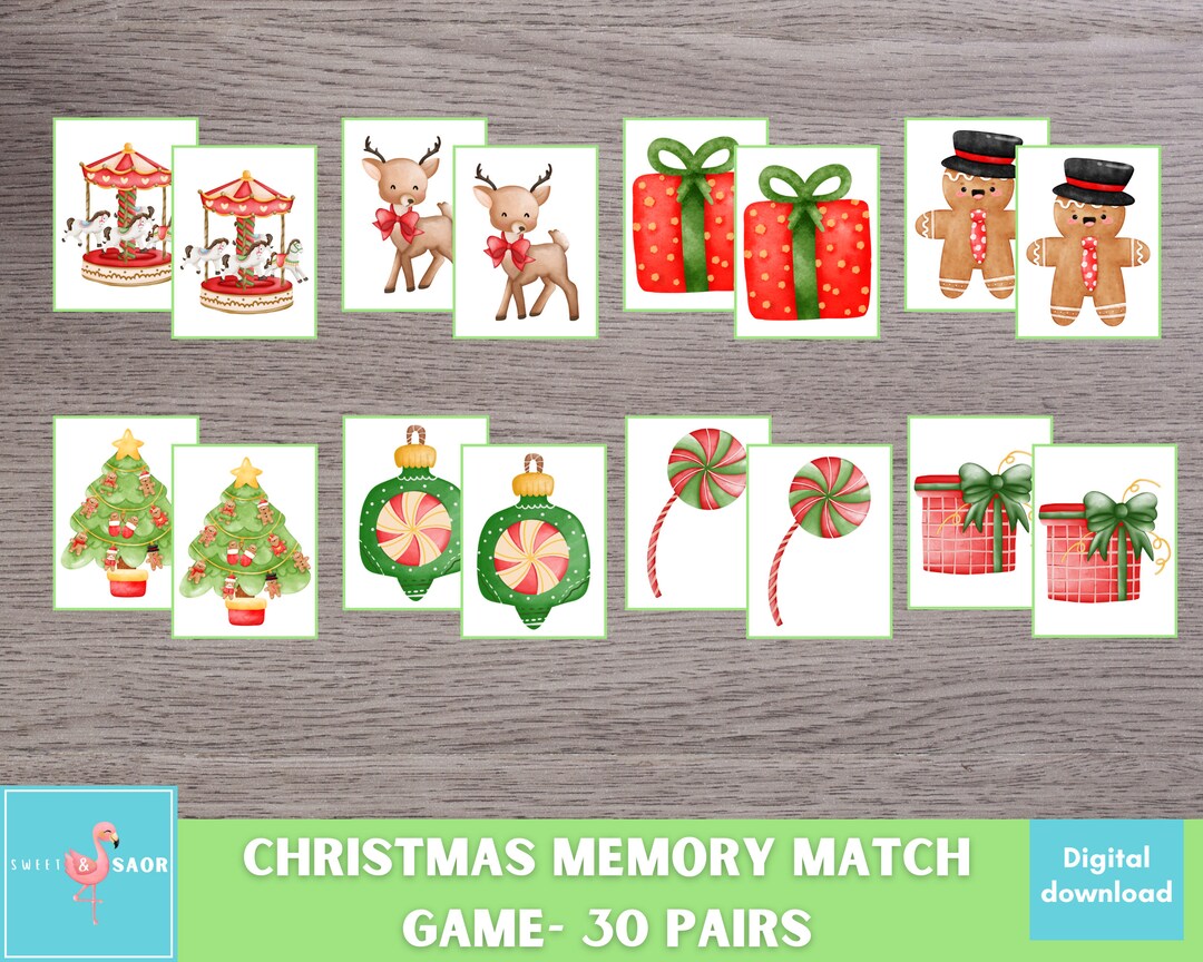 Christmas Memory Game for Kids, Memory Matching Activity, Preschool ...