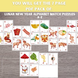 Lunar New Year Alphabet Puzzles, Preschool Printable, Learning Letters ...