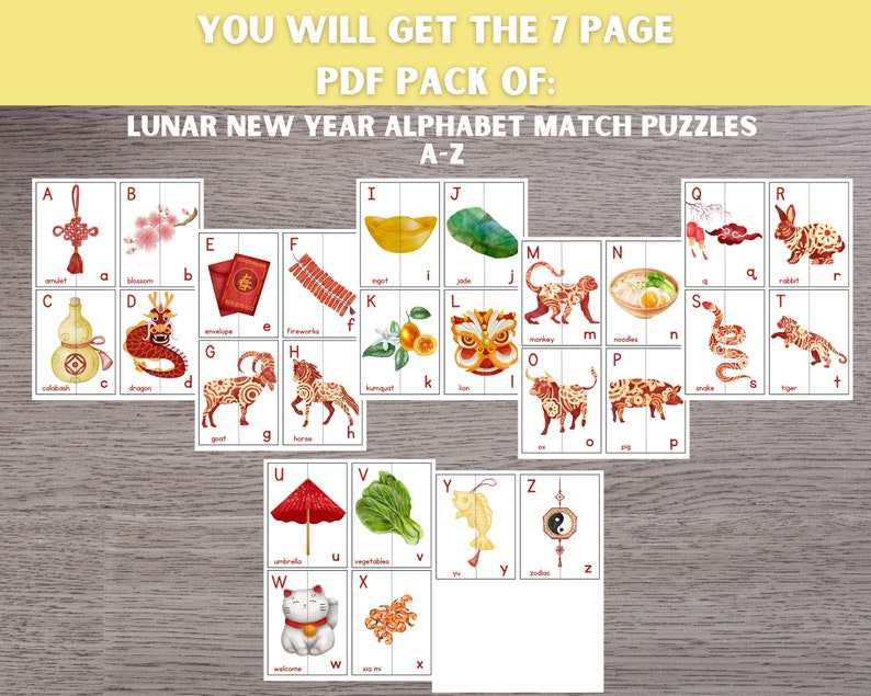 Lunar New Year Alphabet Puzzles: Preschool Learning (digital Download ...