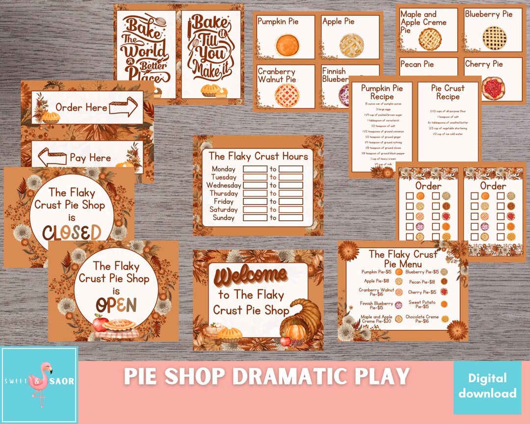 Pie Shop Pretend Play, Thanksgiving Dramatic Play, Classroom Dramatic ...