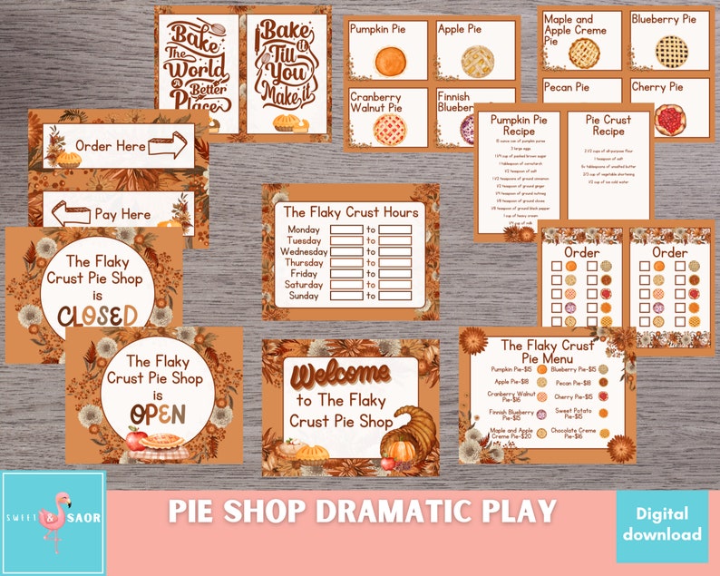 Pie Shop Pretend Play, Thanksgiving Dramatic Play, Classroom Dramatic ...