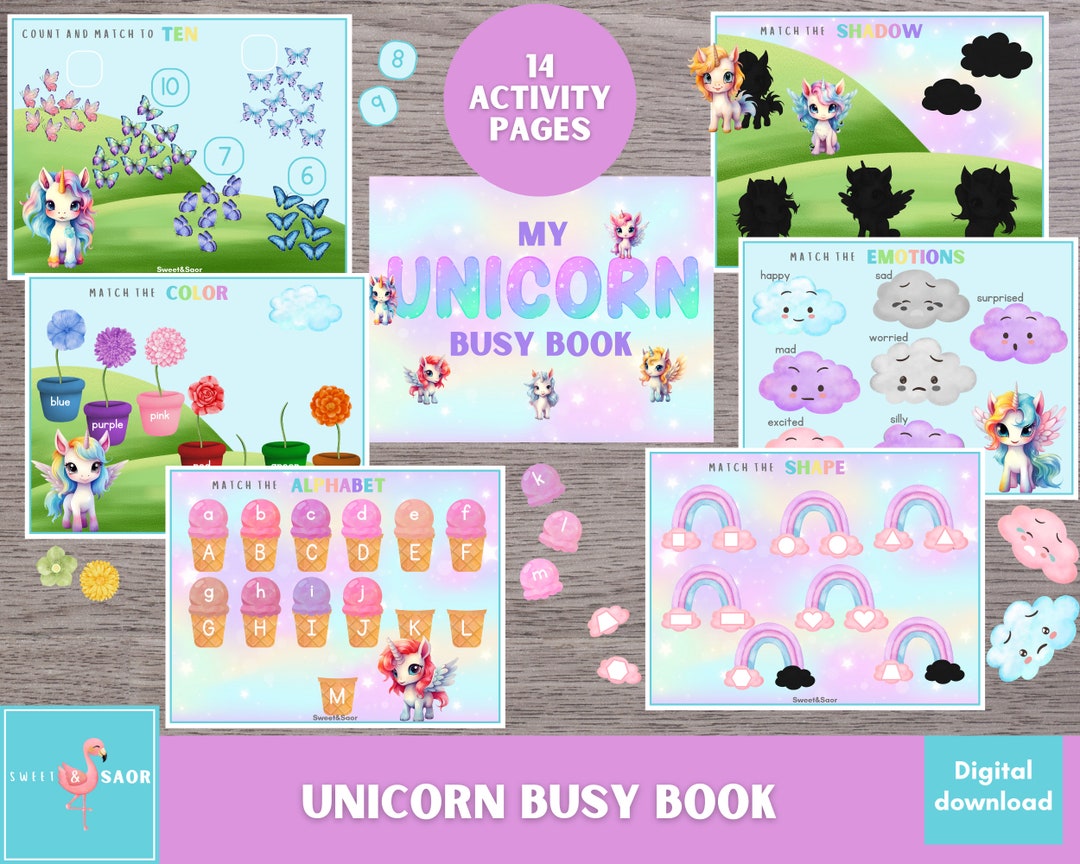 Unicorn Busy Book: Preschool Learning Activities (PDF Printable) - Etsy